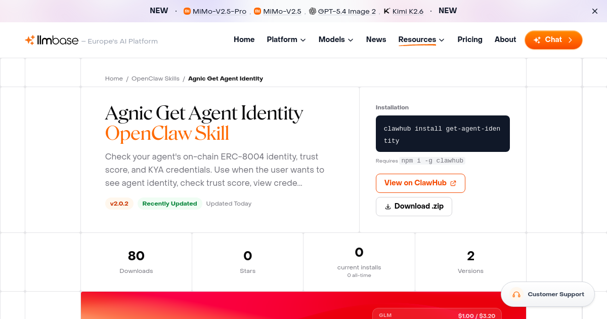 Agnic Get Agent Identity - OpenClaw AI Agent Skill | LLMBase